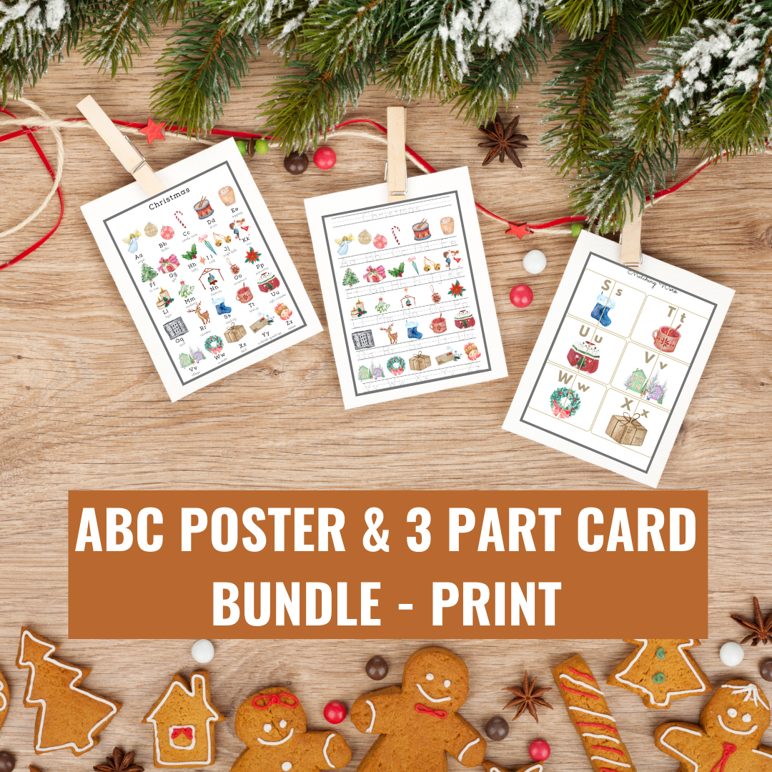 Christmas ABC Poster & 3 Part Cards - Print – Learning with Play