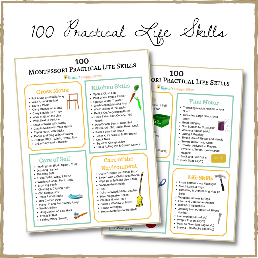 100 Montessori Practical Life Skills List – Learning with Play